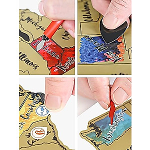 JARLINK Scratch Off USA Map Poster, 12x17 inches United States Map with Unique Accessories Set, Personalized Travel Poster, Gift for Travelers