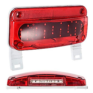Partsam Rectangular Red LED RV Camper Trailer Stop Turn Brake Tail Lights White License Plate Light 49 LED with License Bracket Holder and White Base 12V Sealed w Reflex Surface Mount (Left + Right)