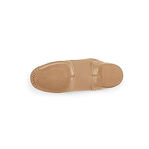 Balera Jazz Shoe Leather Slip On for Dance with Synthetic Rubber Split Sole Caramel