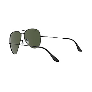 Ray-Ban RB3026 Aviator Large Metal II Sunglasses, Black/G-15 Green, 62 mm