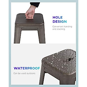 FDW 24 Inch Metal Stools Bar Stools Set Height Stackable Barstools Indoor Outdoor Dining Backless Kitchen Bar Stools Set of 4