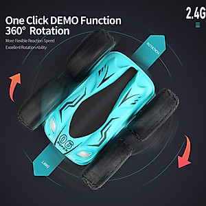 Meryi Mini Stunt RC Cars Toy, 4WD 2.4Ghz Remote Control Car Double Sided Rotating Vehicles, Kids Toy for Boys & Girls Birthday No Battery