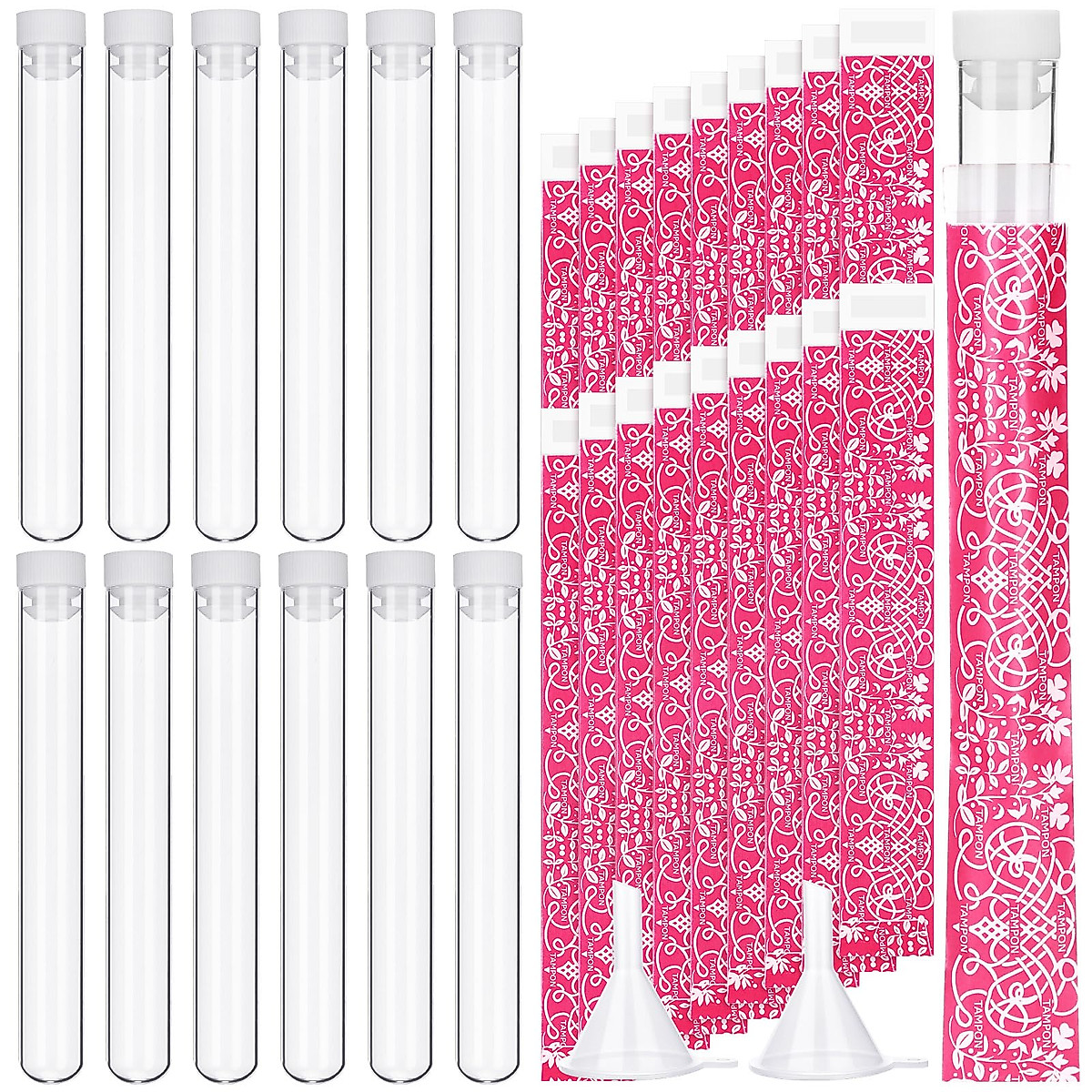 Copkim 38 Pcs Tampon Flask Set Included Tube Flasks for Women Flask Containers Tampon Reusable Wrappers Funnels for Cruise Event(Stylish Style)