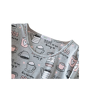 Long Sleeve Nightgowns for Women Soft Cotton Night Shirts Sleepwear Cartoon Night Gown Sleep Shirt Pajama Dress