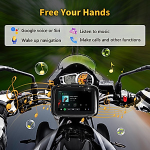 5 Inch Portable Touchscreen for Motorcycle, Waterproof Touch Screen Wireless CarPlay&Android Auto,GPS Navigation via CarPlay/Android Auto for Motorbike