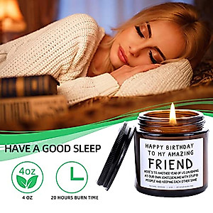 Lavender Scented Candles - Happy Birthday to My Amazing Friend - Happy Birthday Gifts for Best Friend Women, Funny Friendship Gift for Women Friend BFF Sister Bestie(4 oz)