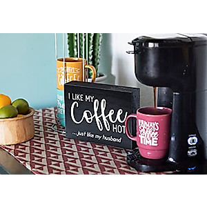 Coffee Bar Decor Farmhouse Coffee Sign for Coffee Bar Signs Decor - I Like My Coffee Hot Like My Husband Sign for Coffee Decor for Coffee Bar