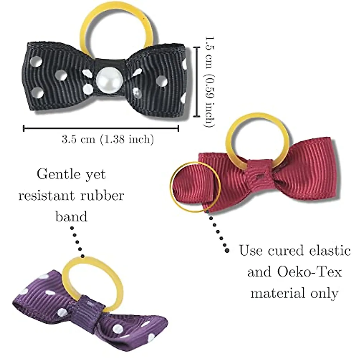 The Thoughtful Brand 50 Pcs Dog Bows with Rubber Bands (25 Pairs) - Durable Dog Hair Bows That Won’t Pull Your Dog’s Hair - Premium Dog Bows Girl Plus Bonus Grooming Comb, Cuter and better