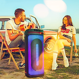 Portable Karaoke Speaker Karaoke Machine System 200 Watt Peak Power Bluetooth for Adults Kids PA Stereo with Dual 6.5" Woofer, DJ Lights, 2 Wireless Mics, LCD Screen, Recording/MP3/USB/TF