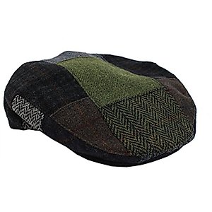 Mucros Men's Flat Cap Patchwork 100% Wool Made in Ireland Small