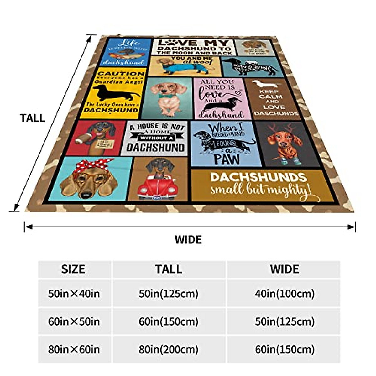 Birthday Gifts for Women, Dachshund Gifts for Dachshund Lovers, Dachshund Blanket and Throws, Cute Animal Pattern on Soft Flannel Fleece Blankets Birthday Gifts for Boys and Girls 60"x50"