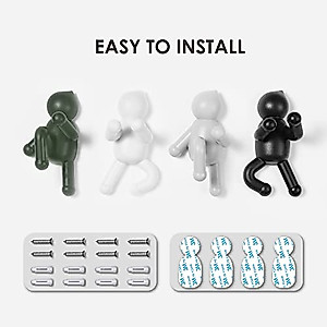 FALEJU 4 Pack Creative Decorative Wall Mounted Hooks for Hanging Scarves, Bags, Purses, Key, Towels and More, Set of 4, Decorative Gift Idea, Various Installation Methods