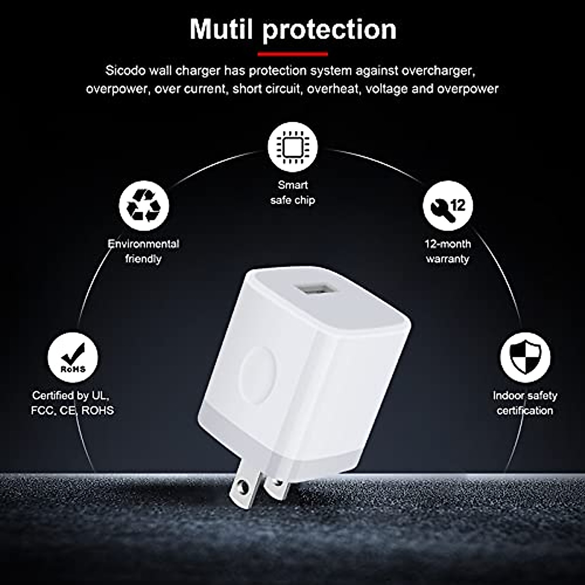Charging Blocks for iPhone, Charger Box Sicodo 3Pack Plug in Phone Charger One Port USB Power Adapter Cell Phone Brick Charging Cube for iPhone 14 13 12 SE 11 X,Samsung Galaxy S22 A13 5G S21 FE 21 S20