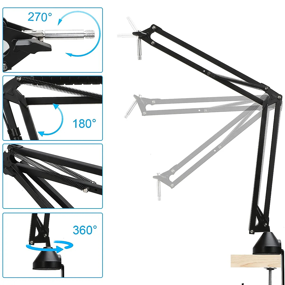 AT2020 Mic Stand with Pop Filter - Professional Microphone Boom Arm Compatible with Audio-Technica AT2020 AT2020USB+ AT2035 by YOUSHARES