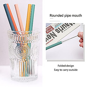 TRGGDEE 6Pcs Plastic Straws, Wheat Straw+PP Detachable Straws Reusable, With Special Cleaning Brush, Suitable for Travel, Party, Etc.(19cm)