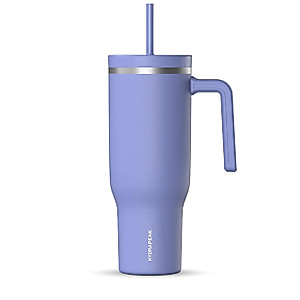 Hydrapeak Voyager 40 Oz Stainless Steel Tumbler with Handle, Insulated Water Bottle With Straw & Lid, Cupholder Friendly Reusable Travel Mug (Iris)