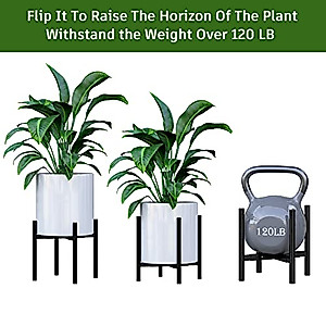2 PACK Black Metal Adjustable Plant Stand for Indoor Plants, Rustproof Iron Mid Century Plant Stand suitable for outdoor, Boho Plant Stand Holder Balcony Fits 8-12 INCH Pots for Living Room
