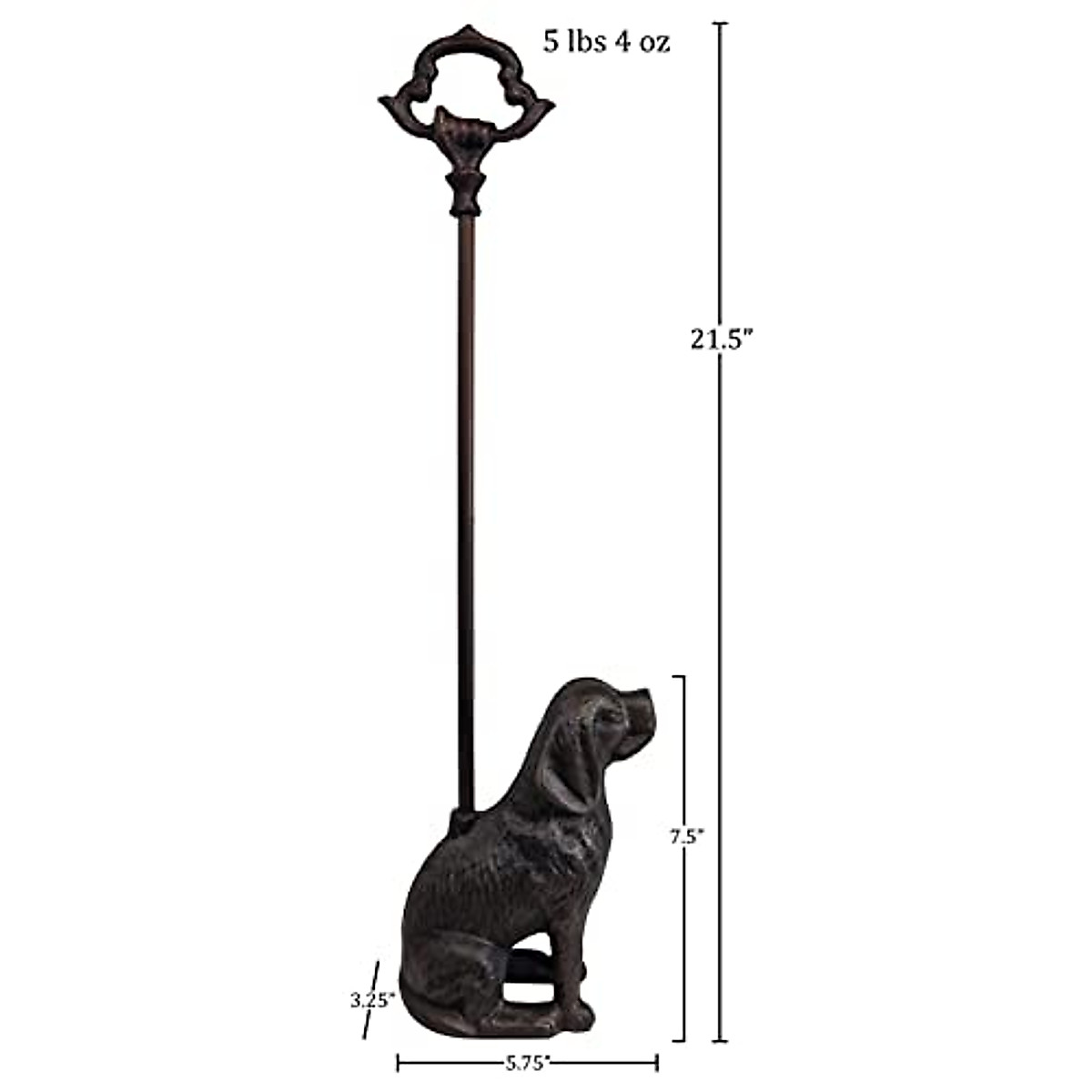 LuLu Decor, Cast Iron Decorative Dog Door Stopper with Rod, 5lbs 1oz