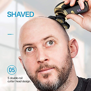 Head Shavers for Bald Men-Flowind Electric Razor for Men with LED Display, Faster-Charging 5D Floating Waterproof Mens Shaver with Hair Clippers,Nose Hair Trimmer Gold…