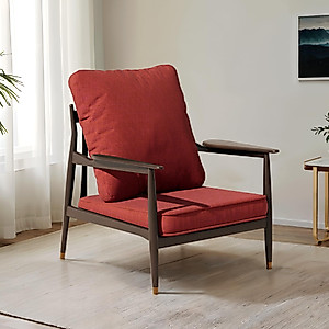 PATIOHIT Outdoor Chair Cushions Waterproof Indoor Furniture Seat Cushions Patio Cushions for Sofa Couch Outdoor Furniture with Removable Cover Deep Seat & Back Cushion (22 x 21 Inch, Chili)