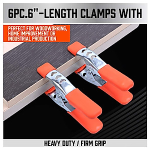 HORUSDY 6-Piece 6" inch Spring Clamp, Heavy Duty Spring Metal Spring Clamps, 2.5"-inch Jaw opening (6-Piece)