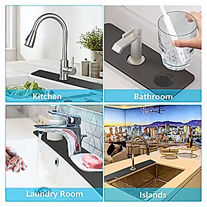 JAYZUUM Long Size 27.5" X 5.5" Splash Guard for Sink Faucet, Absorbent Fast Drying Mat Sink Gadgets-Splash Guard Behind Faucet Drip Catcher for Sponge Holder in Kitchen, Bathroom, Bar & RV (1 Pack)