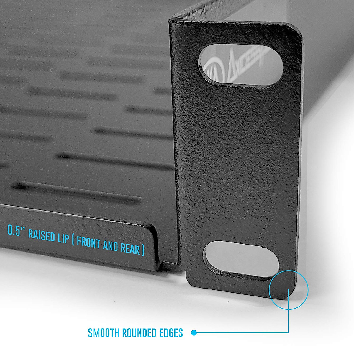 AxcessAbles 1U Vented AV Cantilever Rack Shelf for 19 Inch Equipment Rack & IT Cabinets. 10 Inches Deep No Lips. 44lb Capacity (2 Pack)