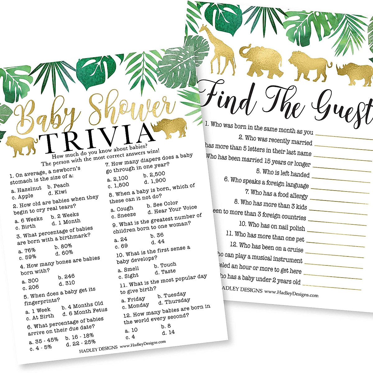 25 Safari Who Knows Mommy Best, Baby Prediction And Advice Cards, 25 Trivia Baby Shower Game, Find The Guest - 4 Double Sided Cards Baby Shower Ideas, Baby Shower Party Supplies Baby Sprinkle Games