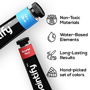 PAINTIFY Acrylic Paint Set - 12 Vibrant Colors, 22ml Tubes - Premium Quality, Non-Toxic, Rich Pigments - Perfect for Artists, Students & DIY Crafters