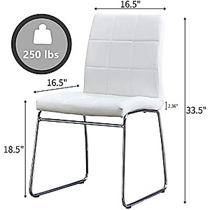 STYLIFING 3 Pieces Dining Room Table Set for 2 Round Clear Tempered Glass Top+2 White Faux Leather Kitchen Dining Room Table and Chairs Set for 2 Person Modern Kitchen & Dining Room Sets for Home