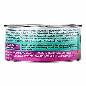 Health Extension Wet Cat Food, Grain-Free, Includes Chicken Pate Recipe, Nutrition for Cats & Kittens (2.8 Oz / 80 G, Pack of 24)