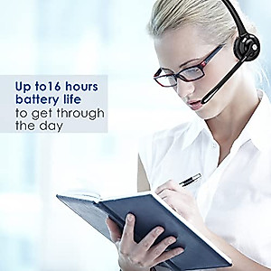 Bluetooth Headset with Microphone for Truck Driver, One Ear Wireless Headset with cvc6.0 Noise Cancelling, Mute & Volume Control, Long Battery Life, Headsets with Mic for Cell Phone, PC, Call Center