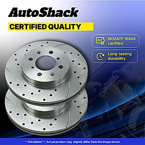 AutoShack Front Drilled Slotted Brake Rotors Silver Pair of 2 Driver and Passenger Side Replacement for 2007-2012 Nissan Sentra Versa 2009-2014 Cube 1.8L 2.0L FWD PR41465DSZPR