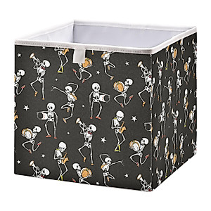 Sletend Cube Storage Bins Skull Collapsible Storage Baskets Foldable Fabric Storage Box for Clothes, Toys 11" x 11" x 11"