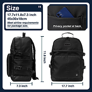 Laptop Backpack with Side Flap Front Pocket,17 Inch Anti Theft Durable Casual Daypack Backpack,Laptop Bag Rucksack for Women Men,Travel Black Backpack,Backpack with Laptop Compartment Mochila de Viaje