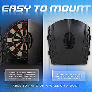 Franklin Sports Electronic Dart Board Set - Soft Tip Electric Dartboard with Digital Scoreboard + Cabinet - Adults + Family Set - (6) Darts Included - FS3000, Black
