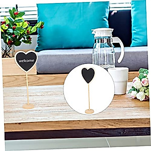 STOBOK 50 Pcs Message Board Wooden Blackboards Heart Chalkboard Chalk Board Name Plates Chalk Boards for Tables Mini Blackboard Sign Removable Name Heart Plates Memorandum Detachable