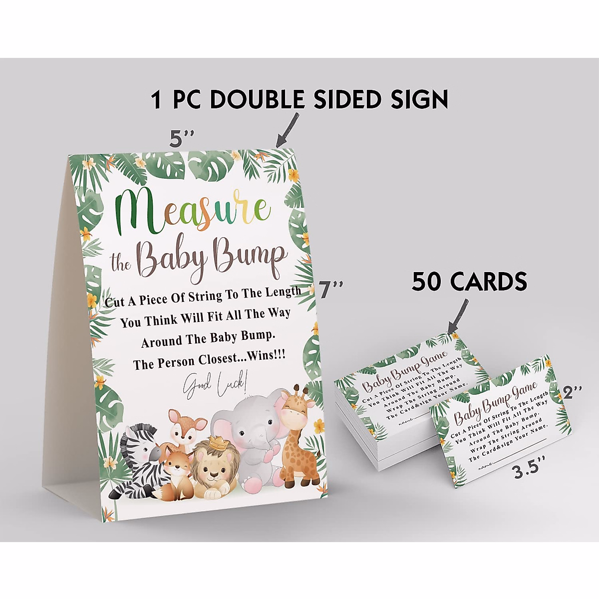 Baby Shower Games - Measure Mommy's Belly Game, How Big is Mommy's Belly, Mommys Belly Size Game, Includes a 5x7 Standing Sign and 50 2x3.5 Advice Cards(niu-k010)