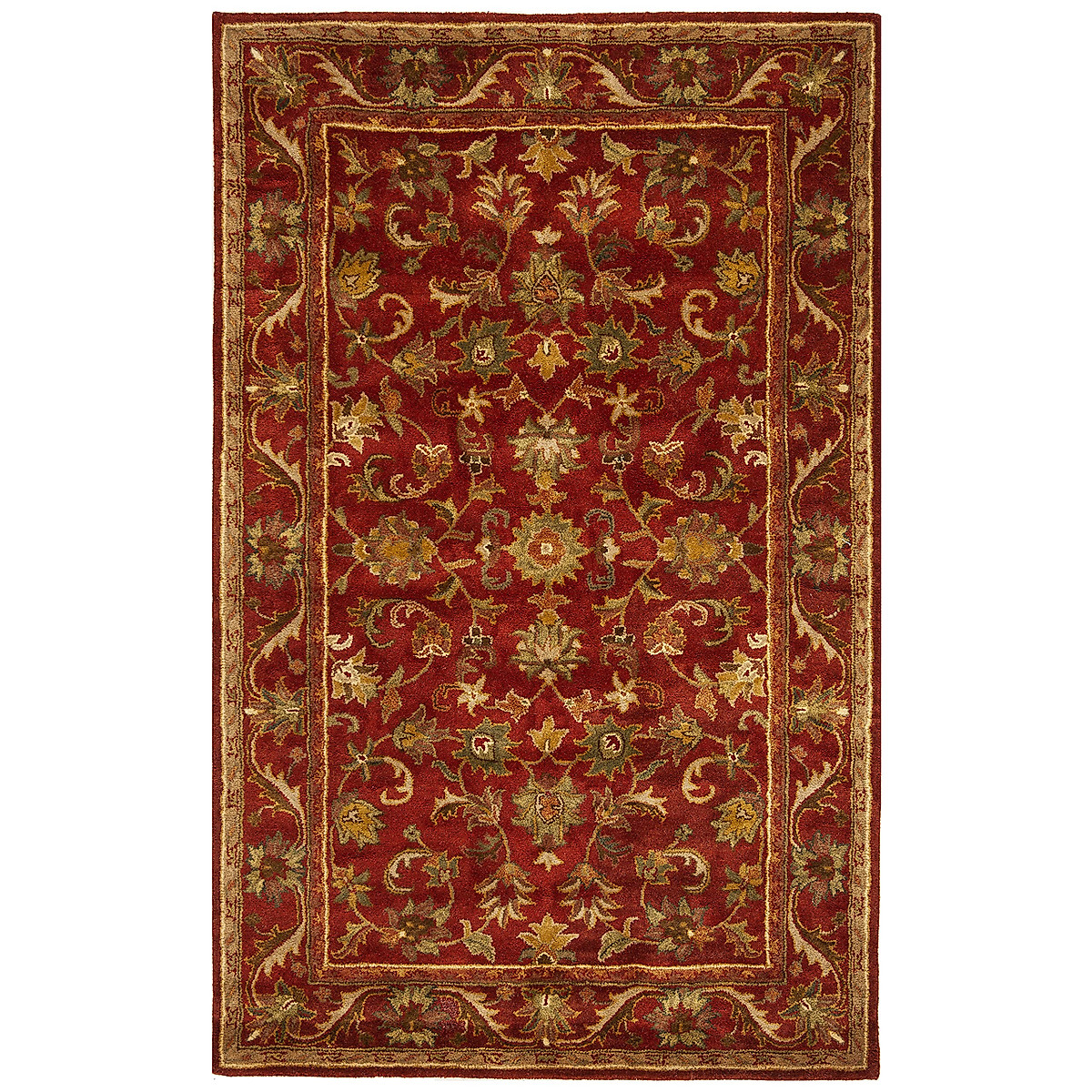 SAFAVIEH Antiquity Collection 5' x 8' Red / Red AT52E Handmade Traditional Oriental Premium Wool Area Rug