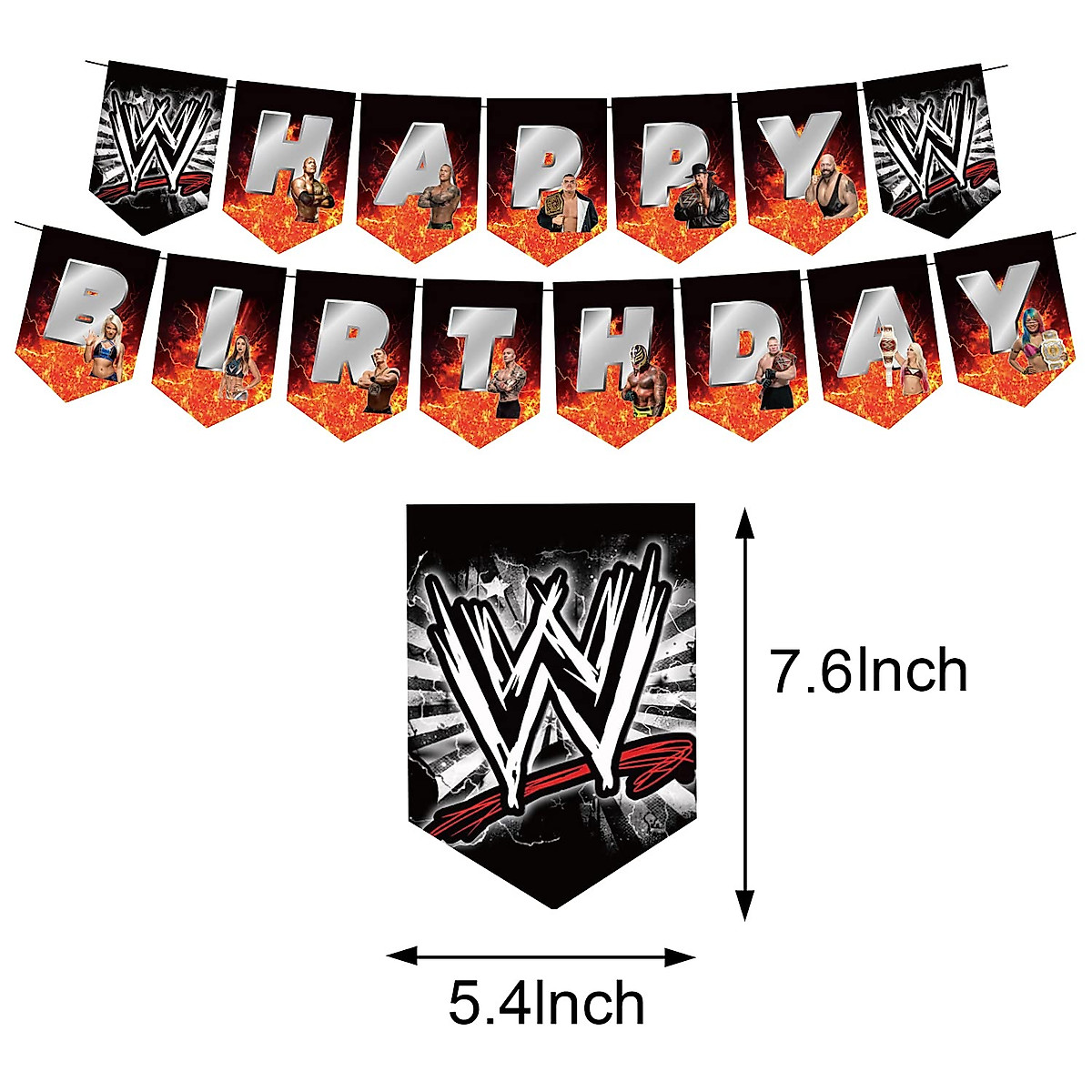 Wrestling Party Supplies Birthday Birthday Party Decorations Set ,Include Backdrop, Banner Balloons Cake Tops