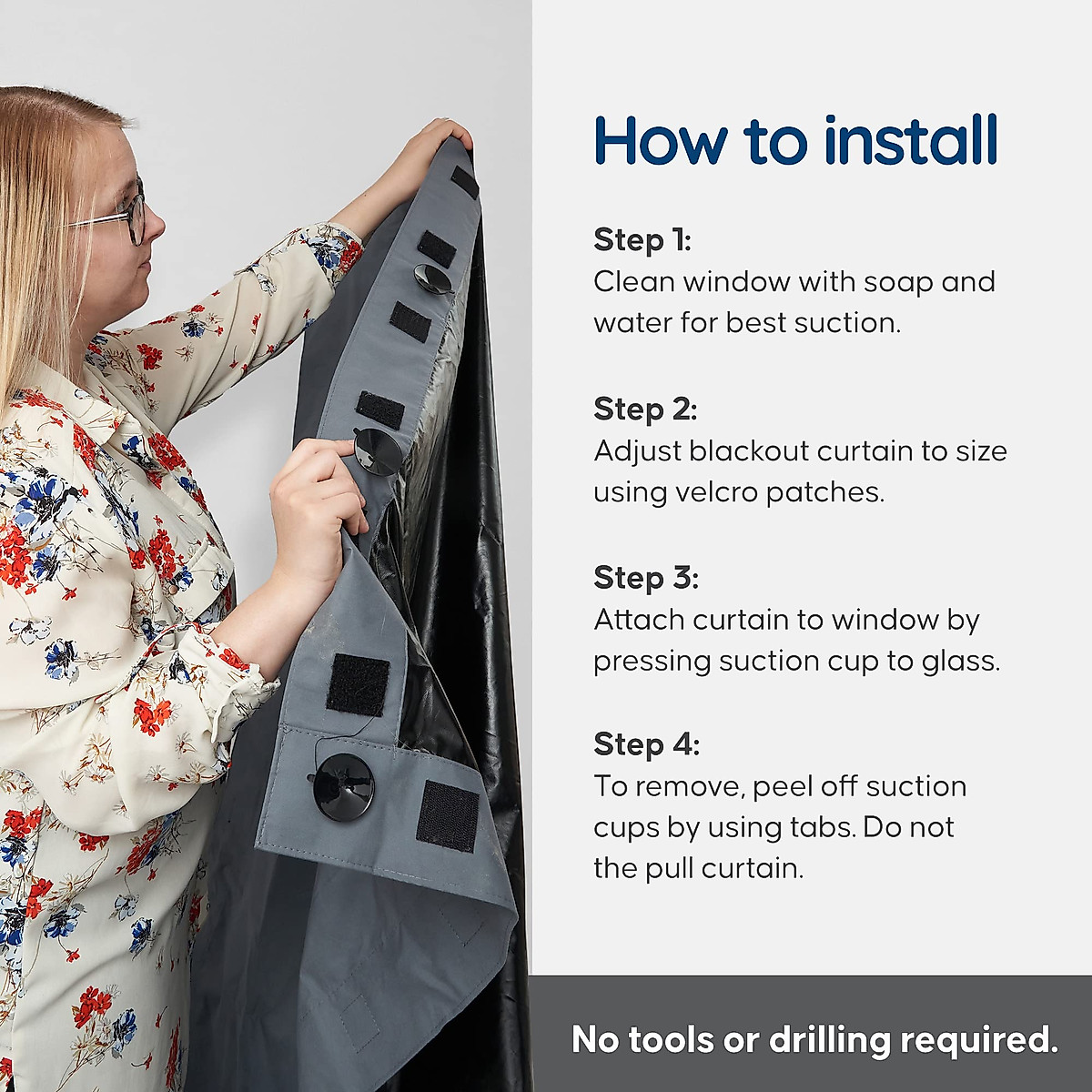 Baby Blackout Blinds with Super Suction Cups for Windows, Doors, Nursery, Children, Babies and Bedroom by EasySleep (Gray)