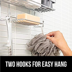 Gorilla Grip Anti-Swing Oversized Shower Caddy, Rust Resistant Organizer, Holds 11 lbs, Strong Suction Cups, Hooks, Easy Hanging Bathtub Shampoo and Accessories Caddies for Showerhead, 3 Shelf, White