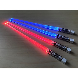 Everyday Delights LED Light Up LightSaber Chopsticks, 2 pairs (Red & Blue), Reusable Durable Eco-friendly Lightweight Portable BPA Free Food Safe Kitchen Dinner Party Utensil Tableware Toy Gift