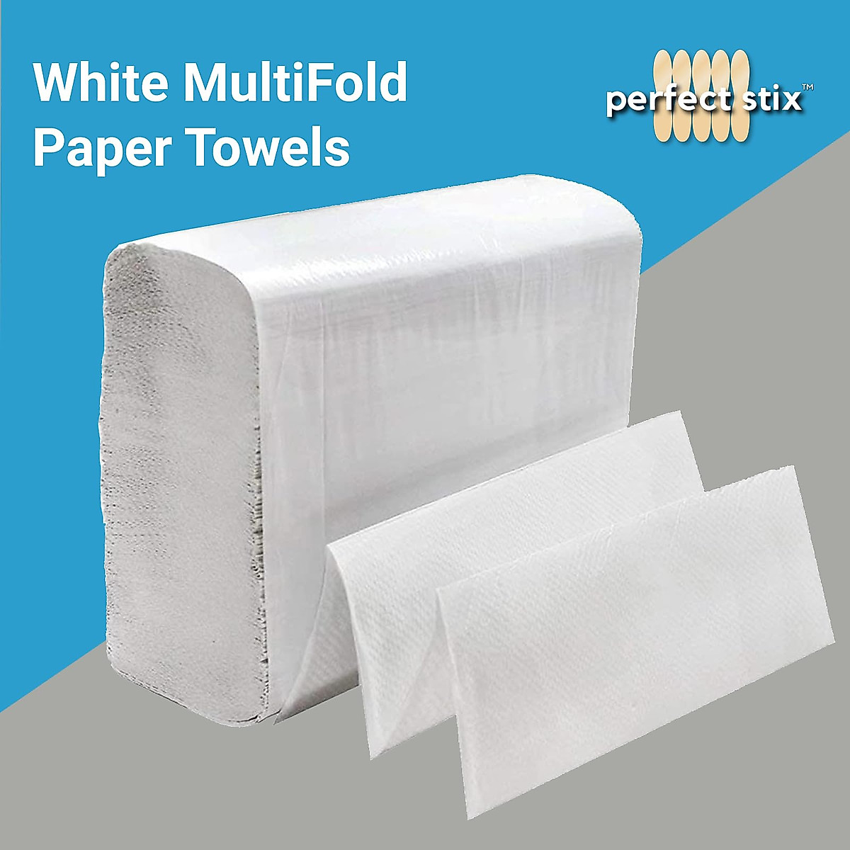 Prefect Stix White MultiFold Paper Towels- Pack of 2-250ct. Total 500 Towels