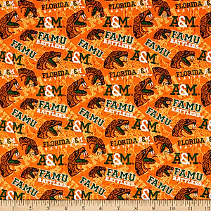 NCAA Florida A&M Rattlers Tone on Tone Cotton Multi, Fabric by the Yard