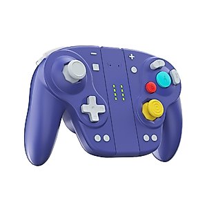 miknok DOYOKY Joypad Controller for Switch/Switch OLED, Retro Gamecube Style Wireless Replacement, Switch Controllers with Replaceable Thumbsticks/Map Button/Turbo/6-Axis Gyro/Vibration(Purple)