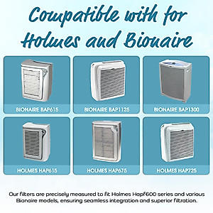 Breathe Naturally - Hapf600 HEPA Carbon Filter Replacement for Holmes Air Purifiers - High Efficiency Carbon Air Cleaner Filters - Compatible with Holmes HAPF600 Series - (2 Pack Carbon Filter C)