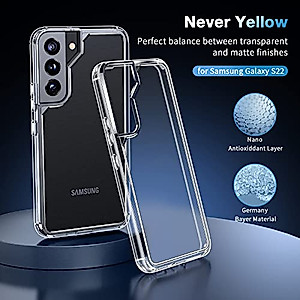 LK [5-in-1 for Samsung Galaxy S22 Case 5G, with 2 Pack Tempered Glass Screen Protector & 2 Pack Lens Protector, Matte-Finish, All-Round Protection, Shockproof, Anti-Scratches Kit for Galaxy S22