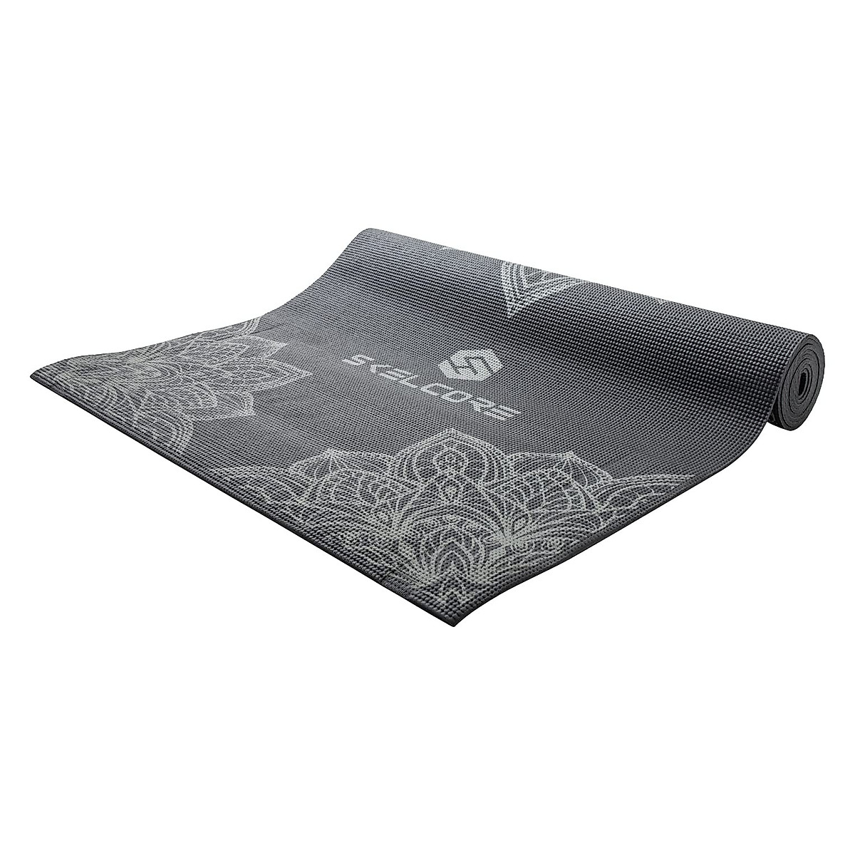 Skelcore 4mm PVC Yoga Mat with Non-Slip Honeycomb Texture for Enhanced Stability | Lightweight Exercise Mat for Pilates, Yoga, HIIT & Floor Exercises, Lotus Design