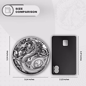 2022 Chamber of Wonders Ao Run/White Dragon 2 oz 999 Fine Silver Coin 10000 Francs Chad 2022 Antiqued Ultra-High Relief
